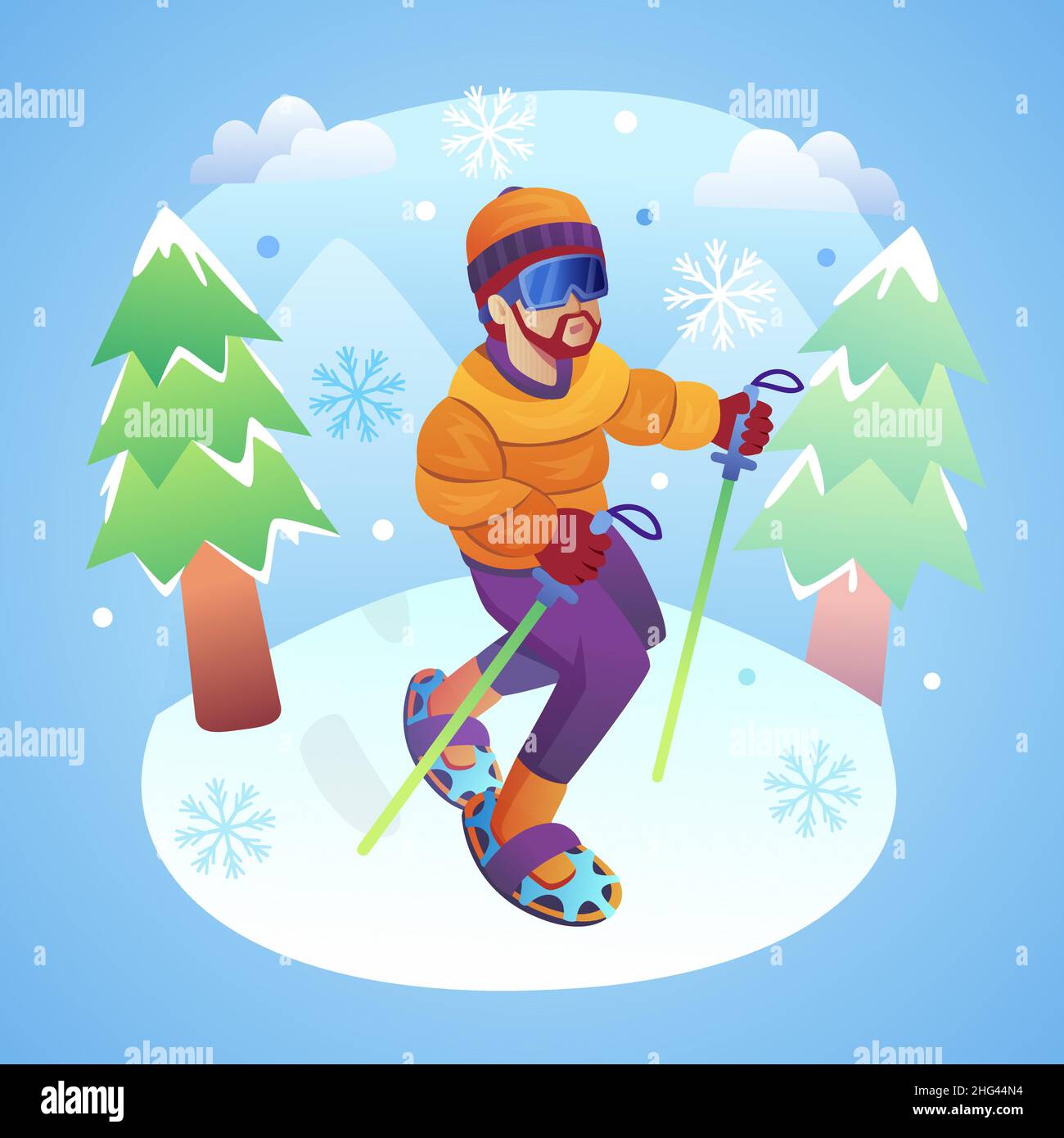 Creative abstract snowshoeing illustration Vector illustration Stock ...