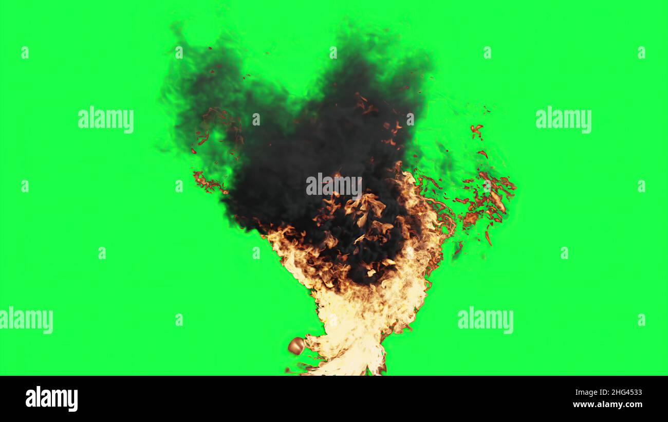 3d illustration - Fire Ball Explosion on green screen Stock Photo - Alamy