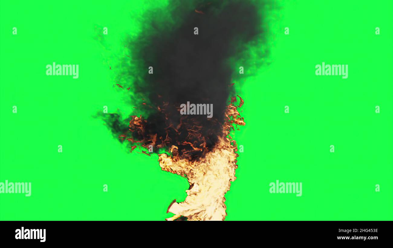 3d illustration - Fire Ball Explosion on green screen Stock Photo - Alamy