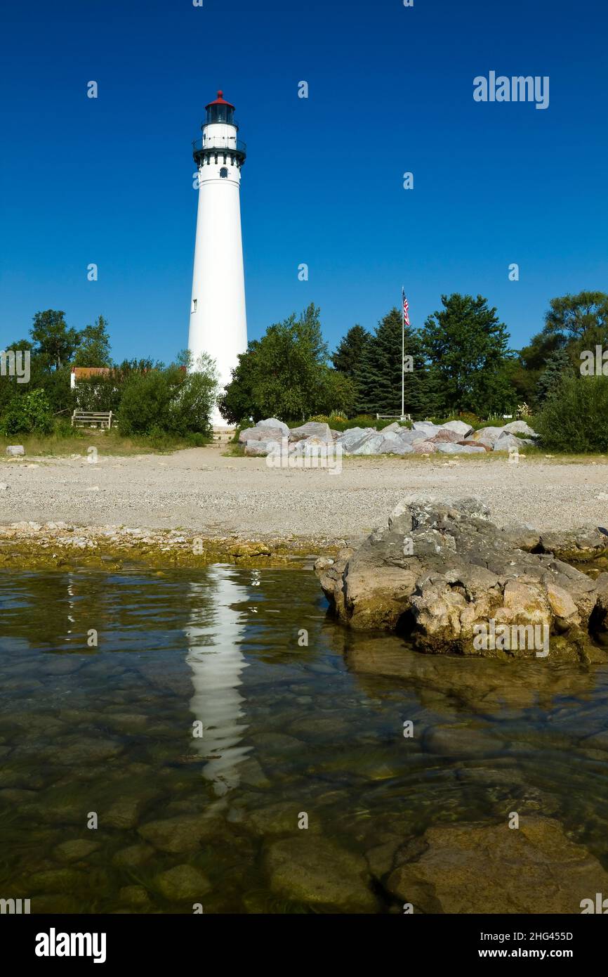Wind Point Lighthouse Along Lake Michigan Stock Photo - Alamy