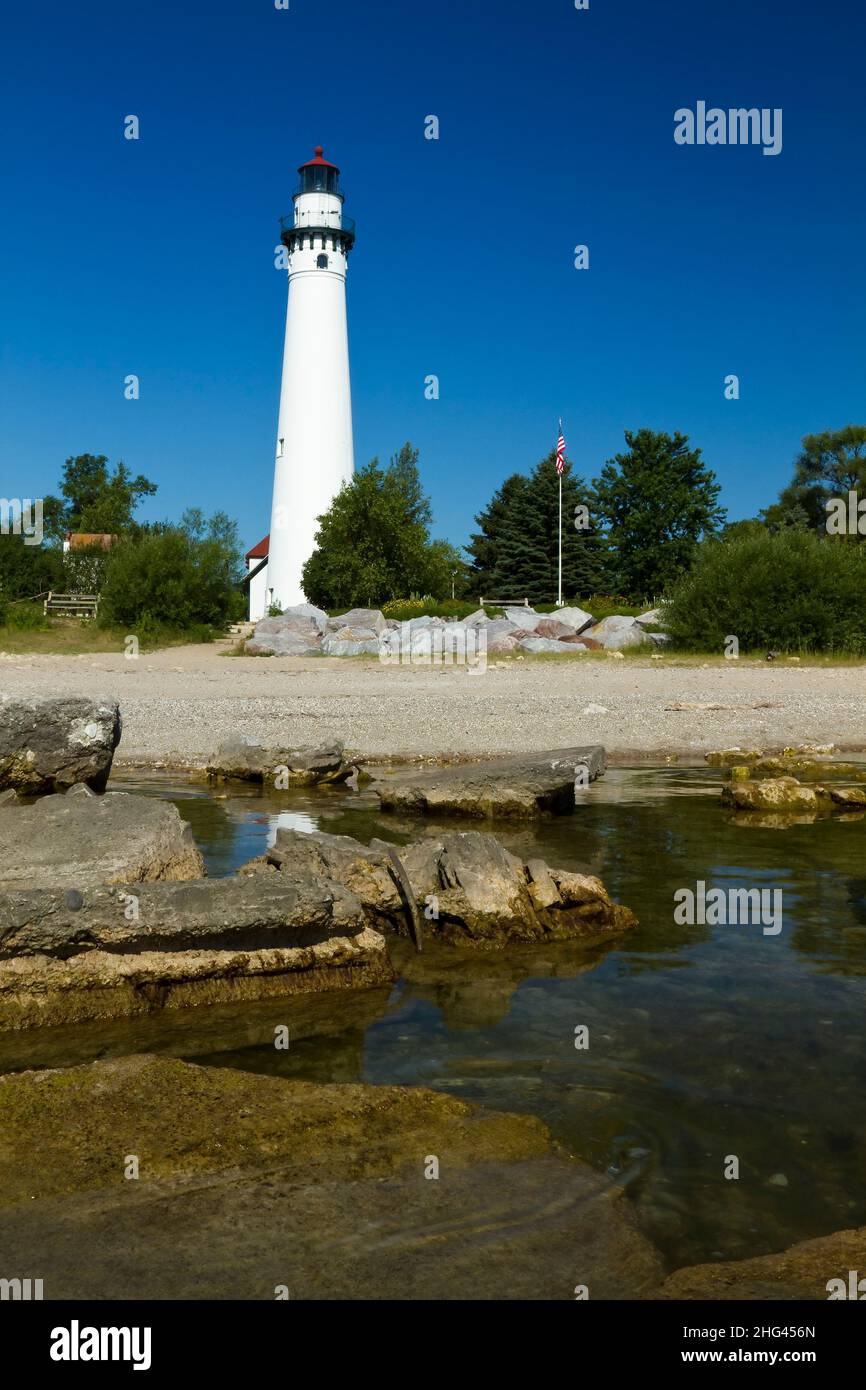 Wind Point Lighthouse Along Lake Michigan Stock Photo - Alamy
