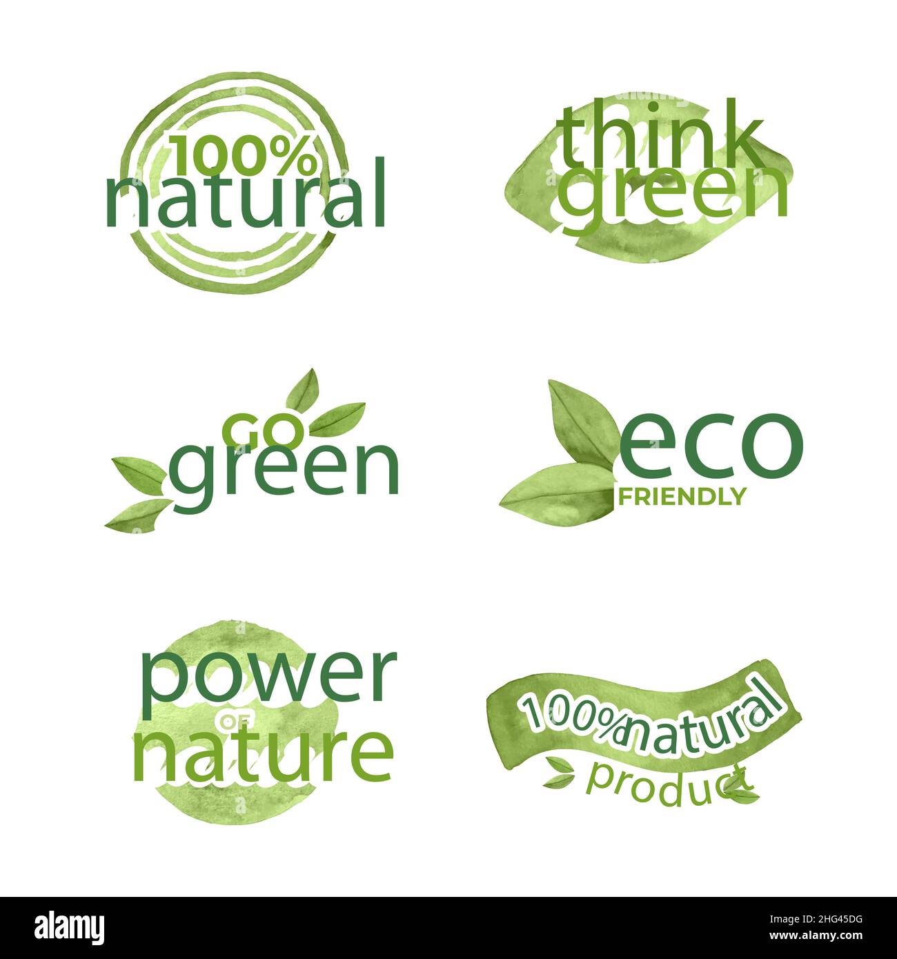 Watercolor eco friendly labels Vector illustration Stock Vector Image ...