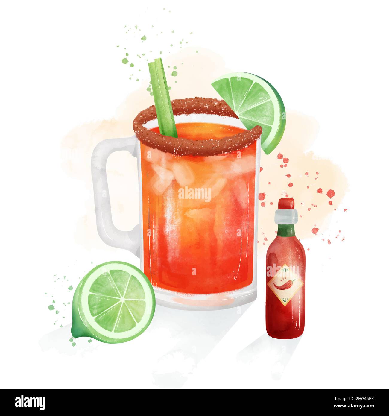 Watercolor painted michelada illustration Vector illustration Stock ...