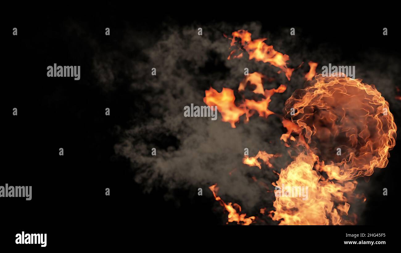 3d illustration of Fire Ball Explosion Stock Photo - Alamy