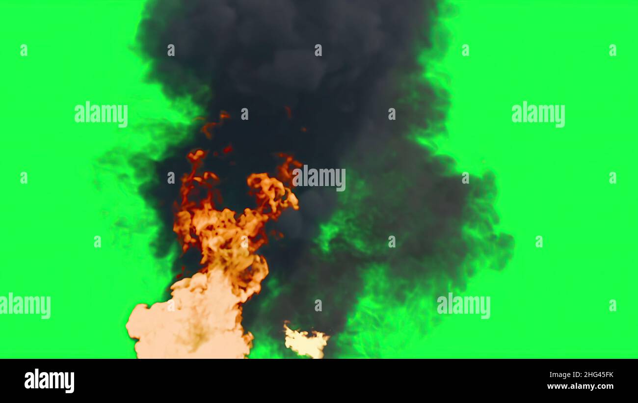 3d illustration - Fire Ball Explosion on green screen Stock Photo - Alamy