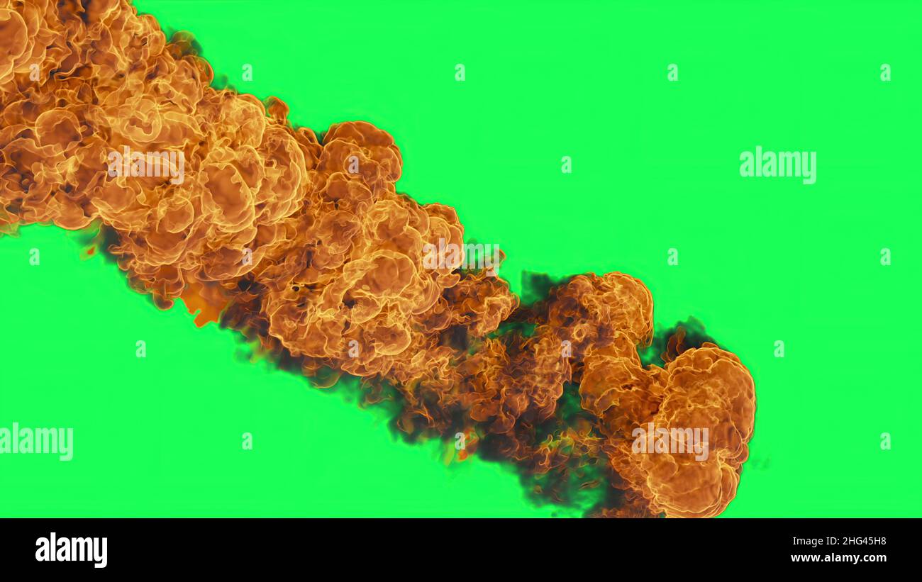 3d illustration - Fire Ball Explosion on green screen Stock Photo - Alamy