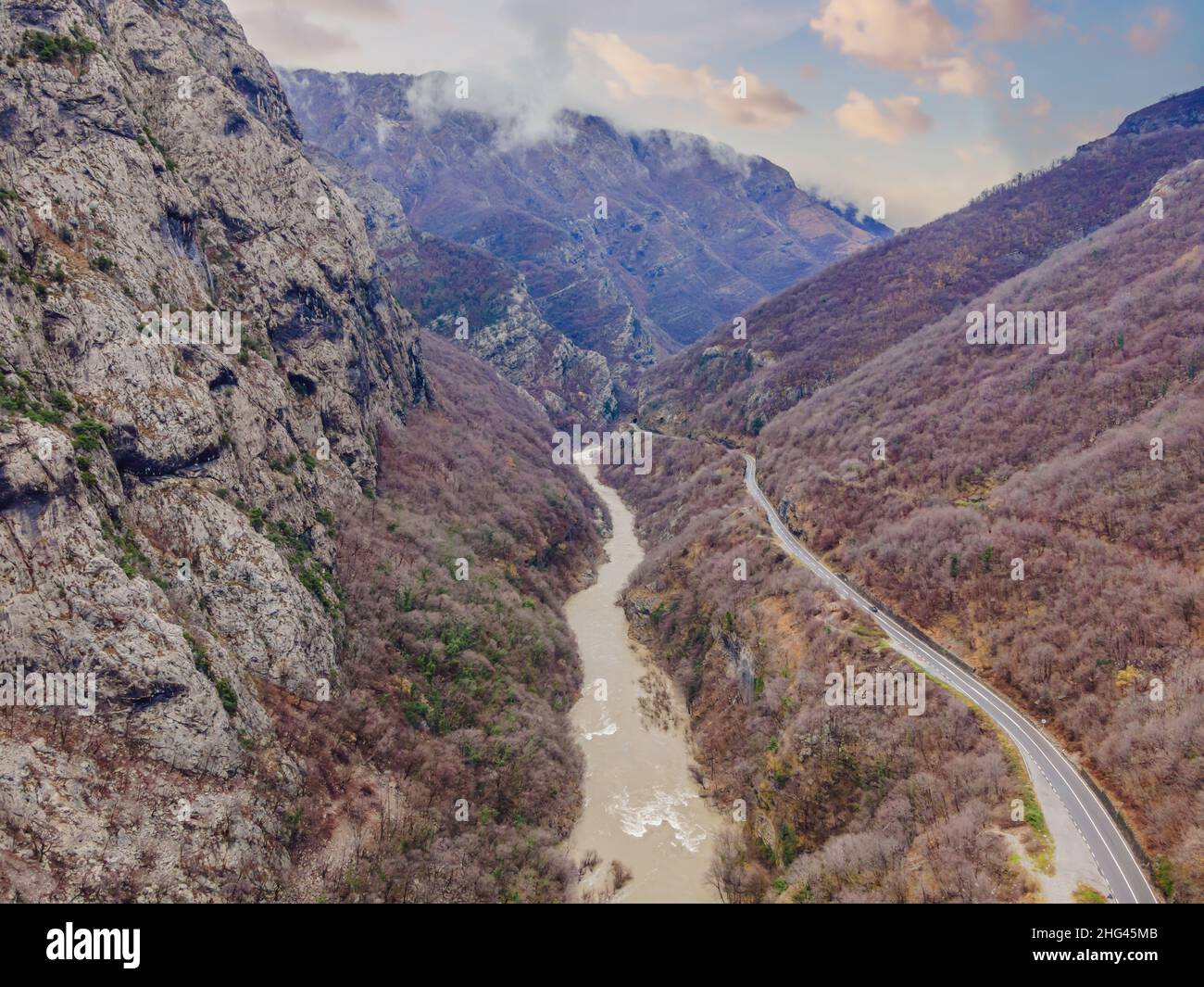 Beautiful Canyon of Moraca river in winter, Montenegro or Crna Gora ...