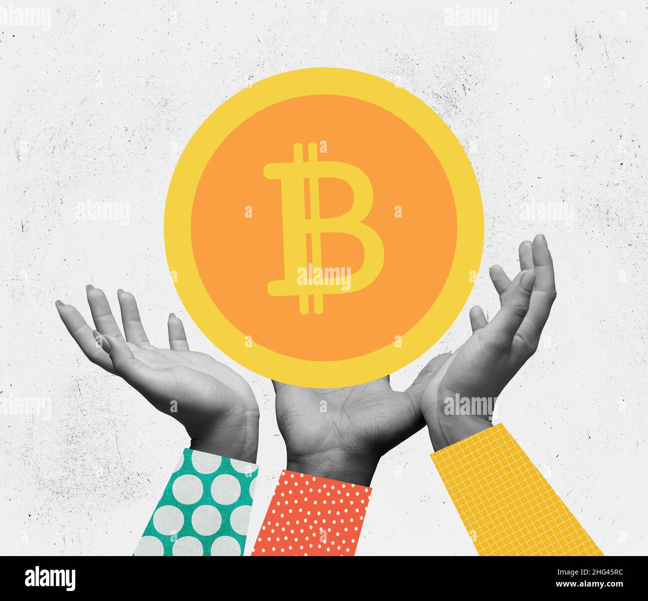 Crypto currency. Modern design, contemporary art collage. Inspiration ...