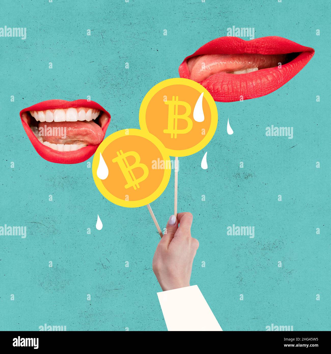 Crypto currency. Modern design, contemporary art collage. Inspiration ...