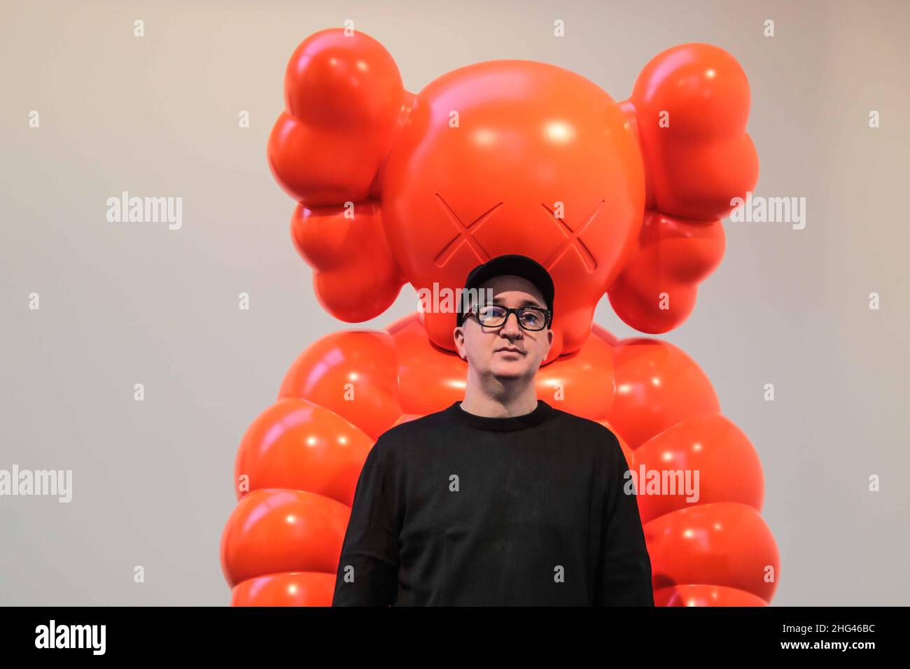 London UK 18 January 2022 The Artist in front of What Party 2020 ...