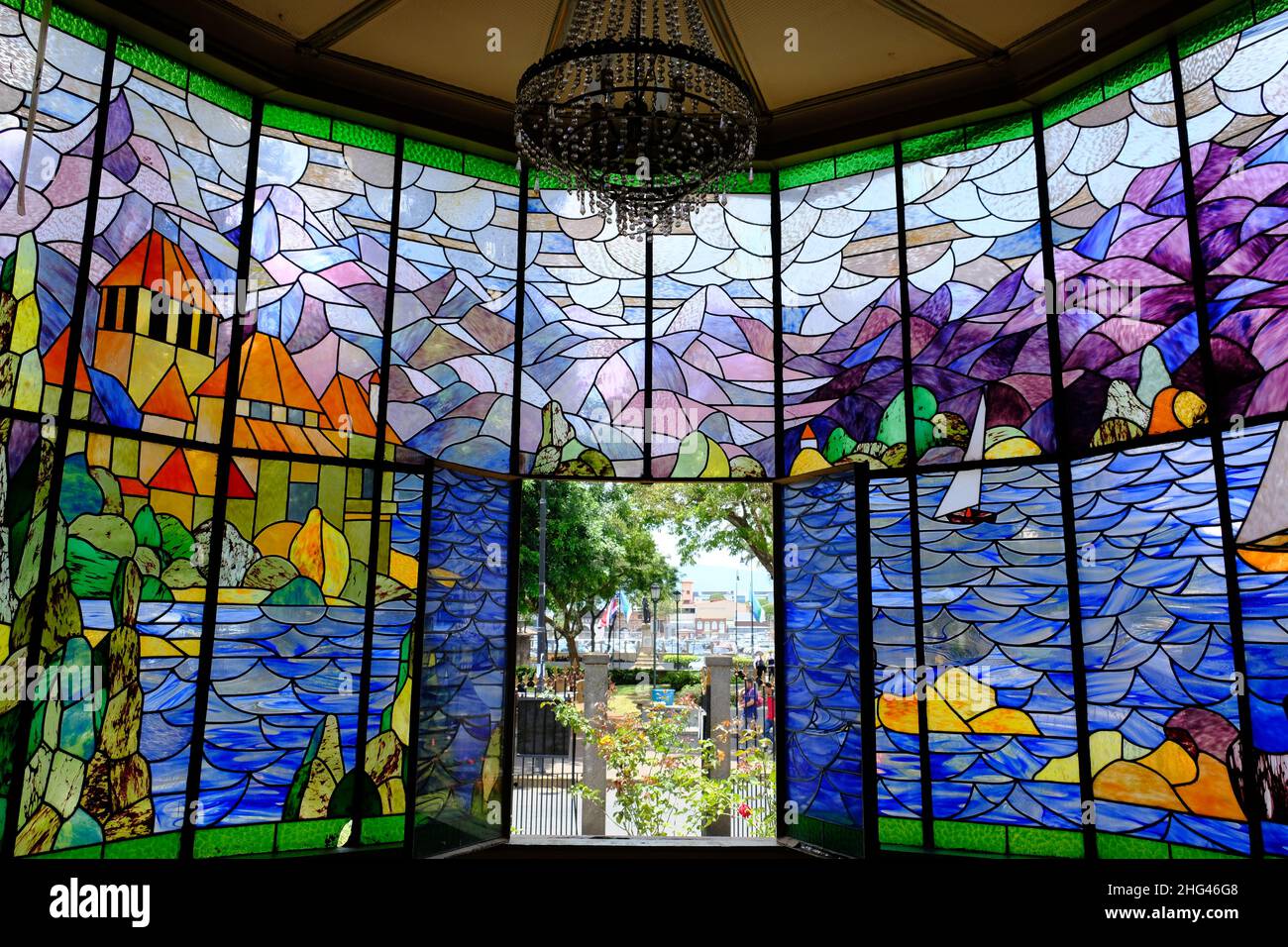 Costa Rica San Jose - Stained glass window in Restaurante del Mar Stock ...