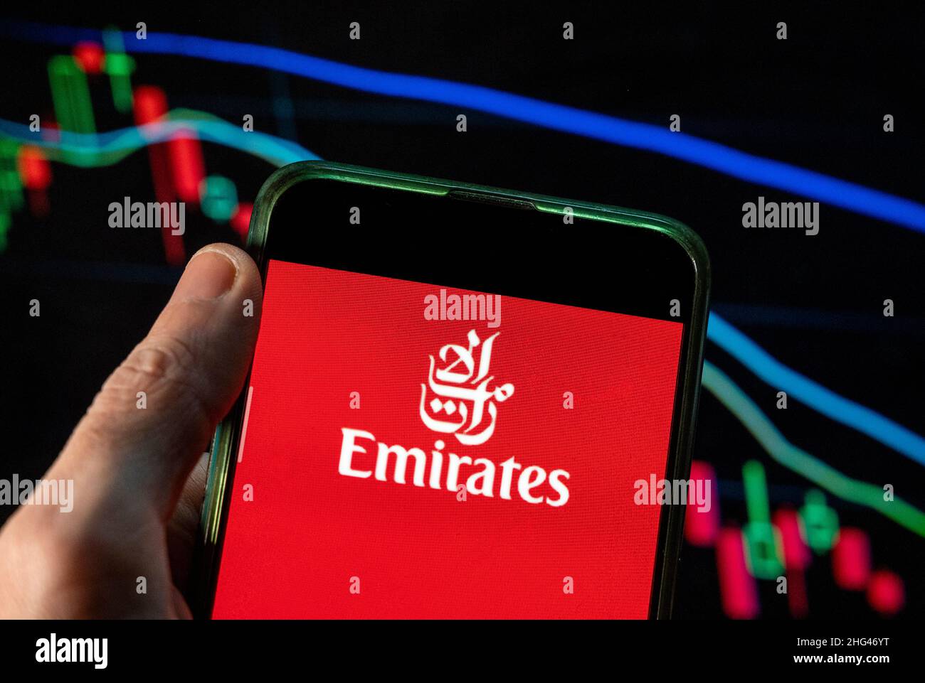 In this photo illustration the United Arab Emirates Emirates airline ...