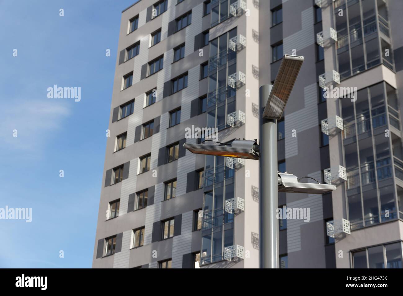 LED lighting in the life of the city. led lighting installation. Pillar ...