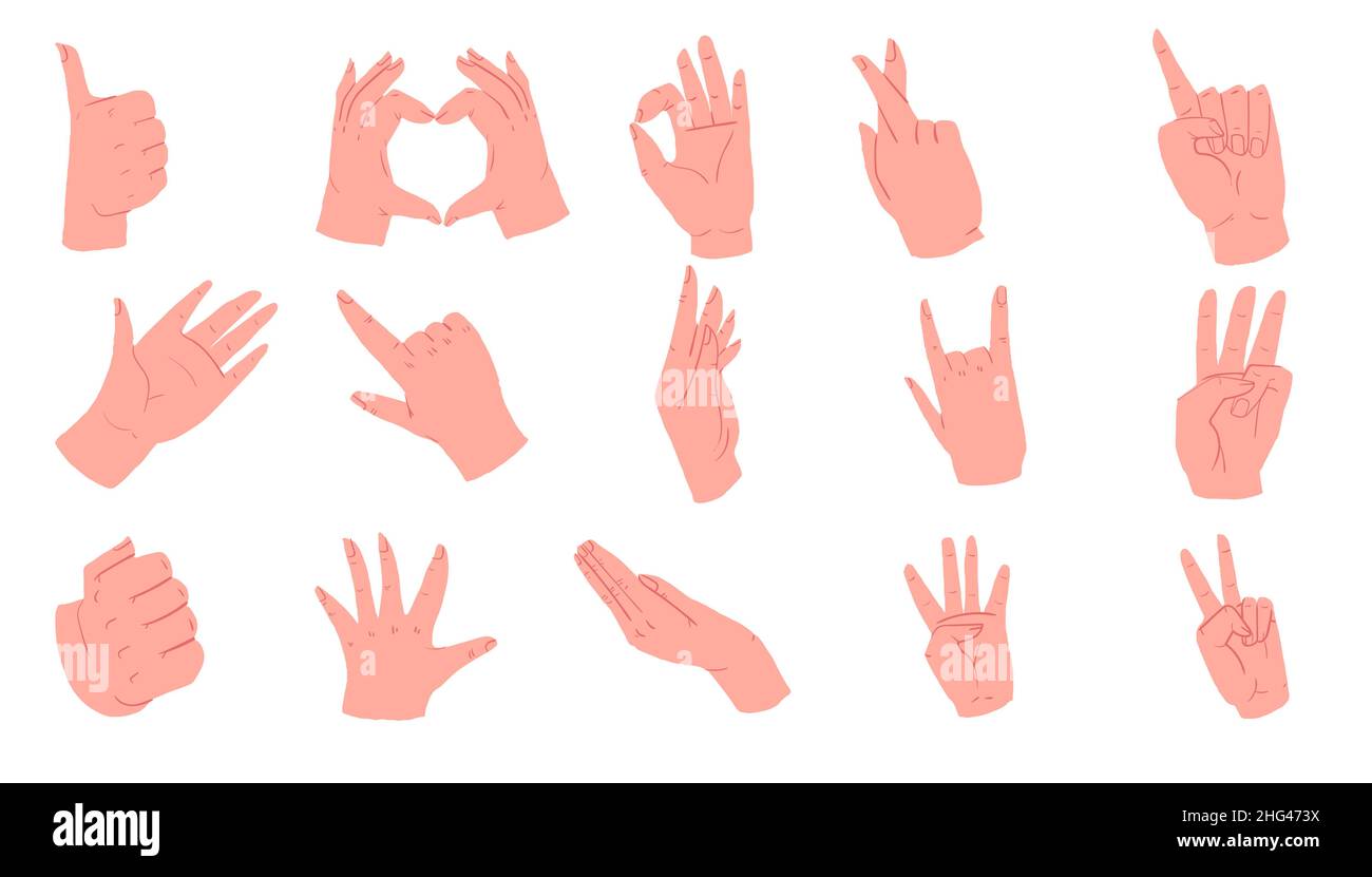 Flat cartoon hand and finger gestures,vector concept set Stock Vector ...
