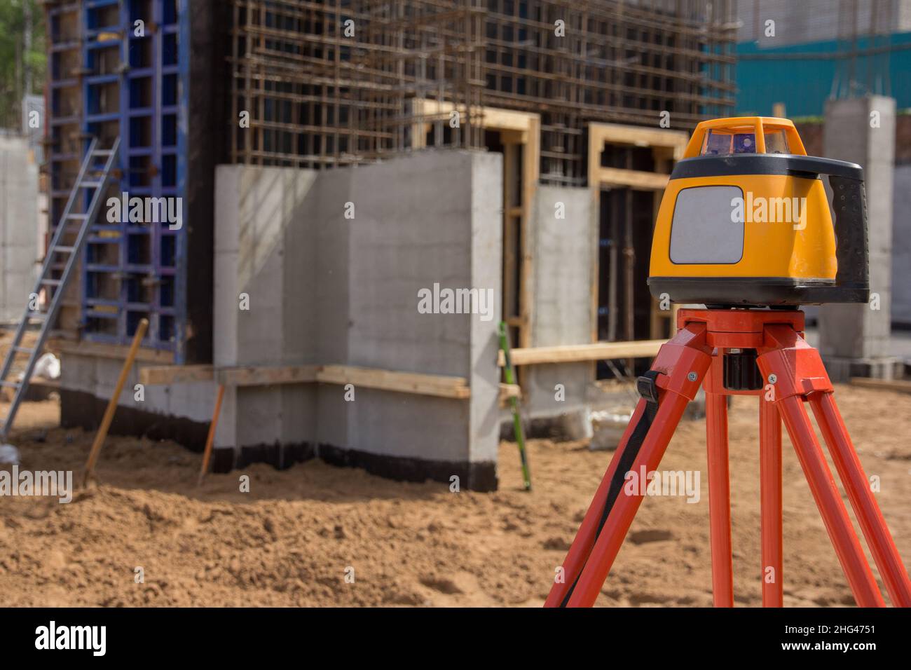 Theodolite at the construction site. construction measuring tool ...