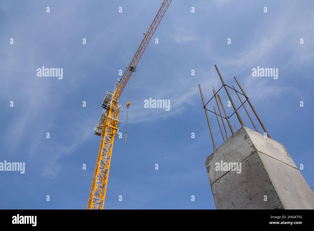 Reinforcement concrete column under construction at the construction ...