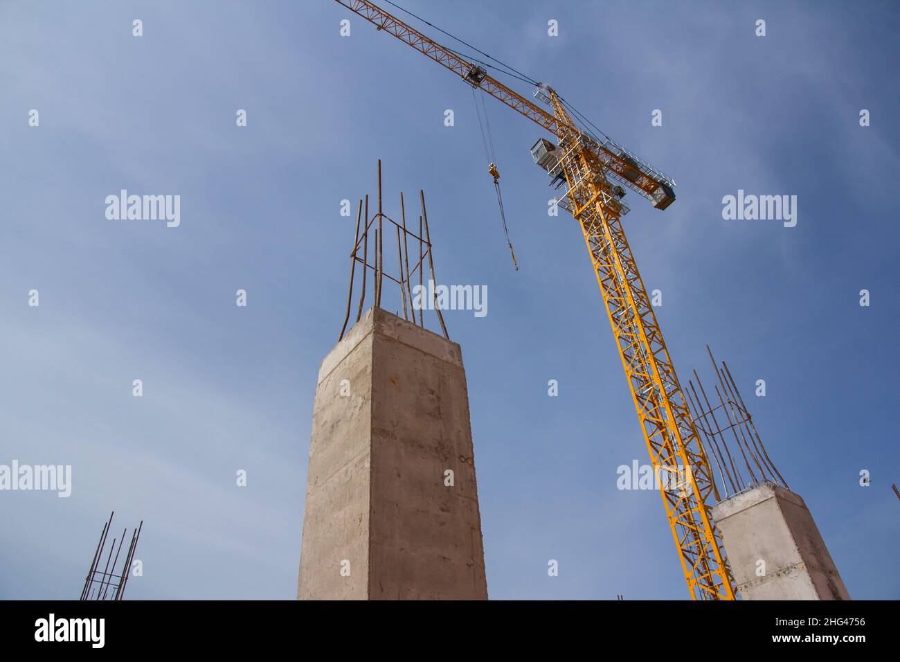 Reinforcement concrete column under construction at the construction ...