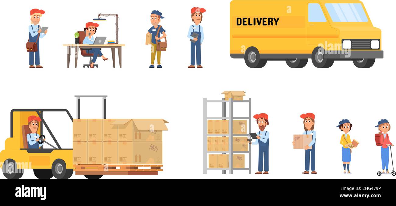 Delivery man. Transportation and logistic service. People work in ...