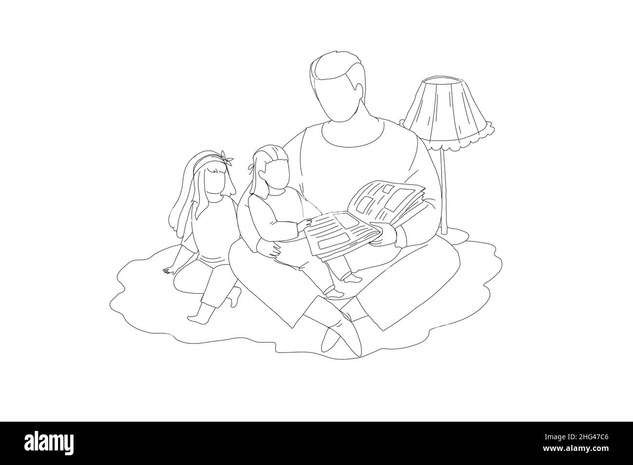 Girl reading with dad Black and White Stock Photos & Images - Alamy