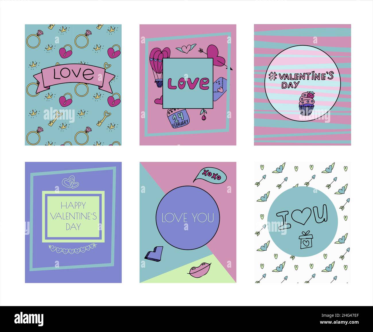 Doodle banners for Valentine s day. Vector colorful illustration for ...