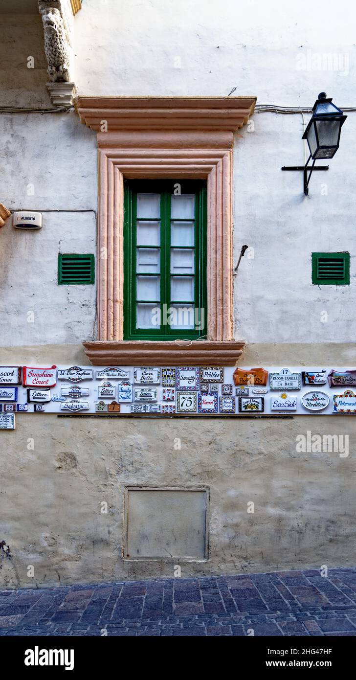 Traditional maltese vintage house, window details. Cityscape of ...
