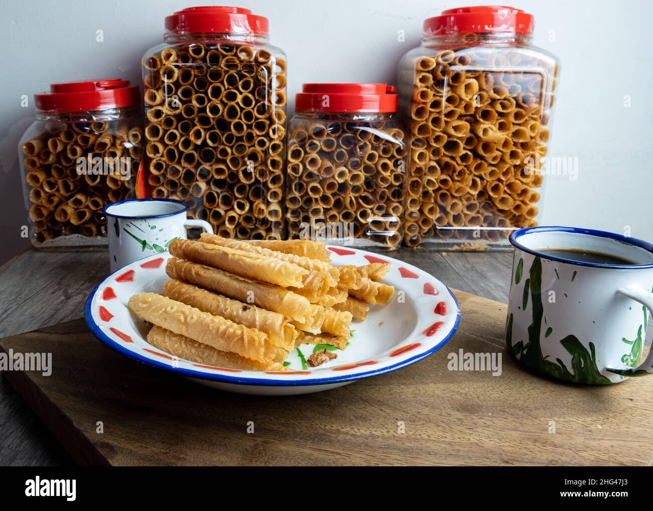 semprong cake, or apit apit, sometimes also known as egg roll, a light ...