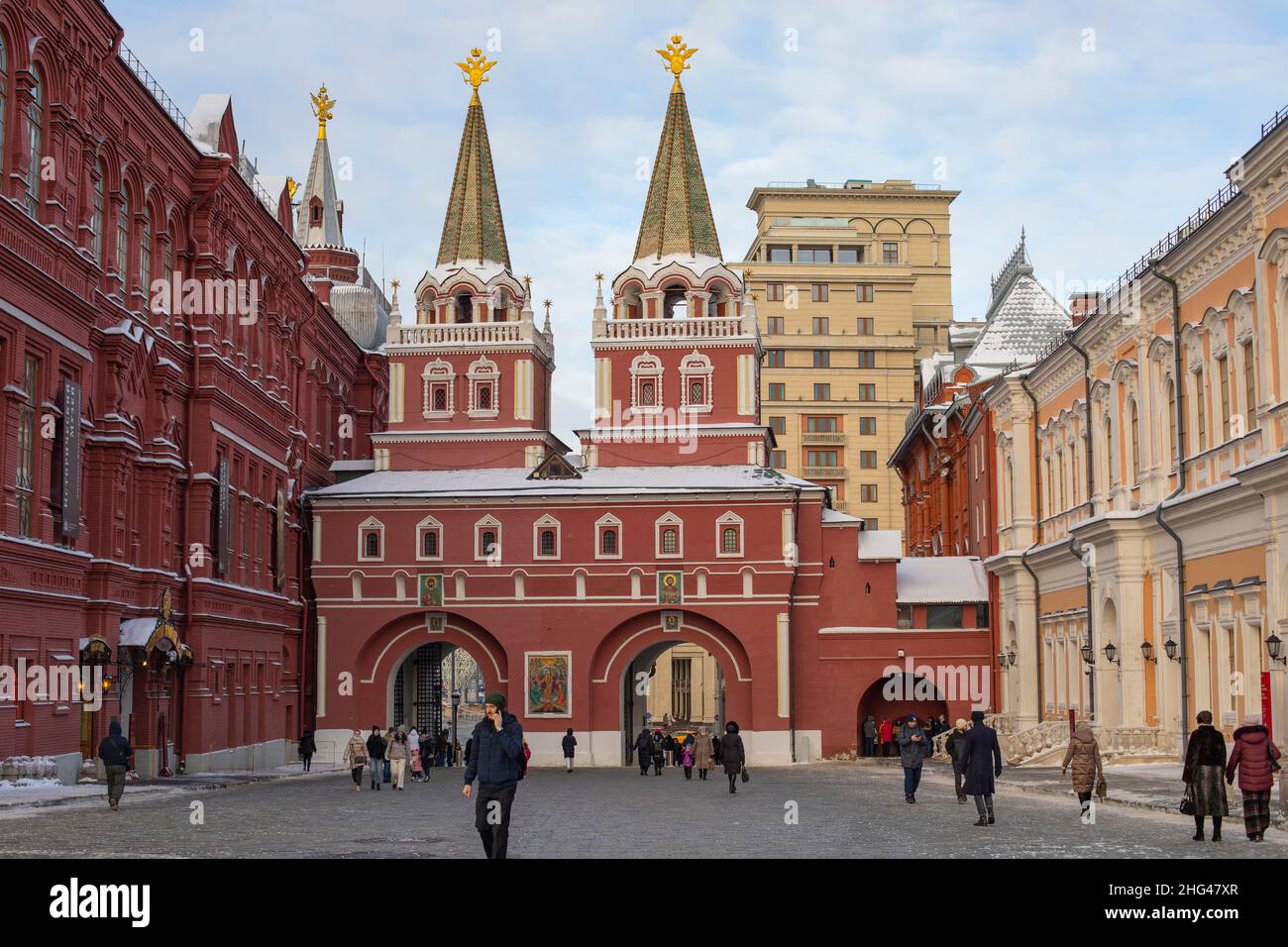 Moscow, Russia - December 28, 2021: Resurrection Gate on Red Square ...