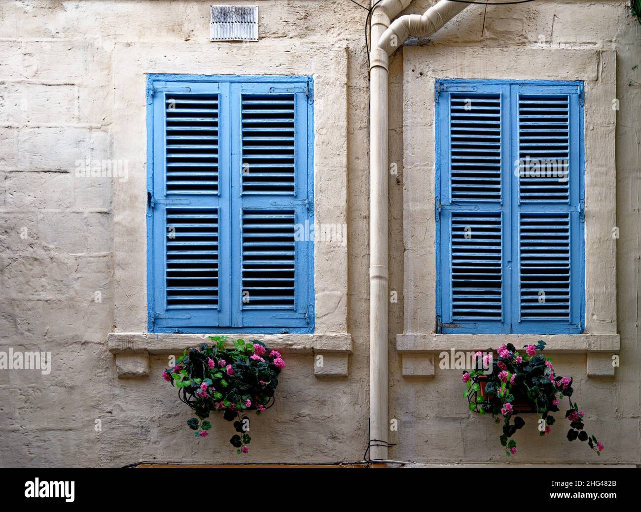 Traditional maltese vintage house, window details. Cityscape of ...