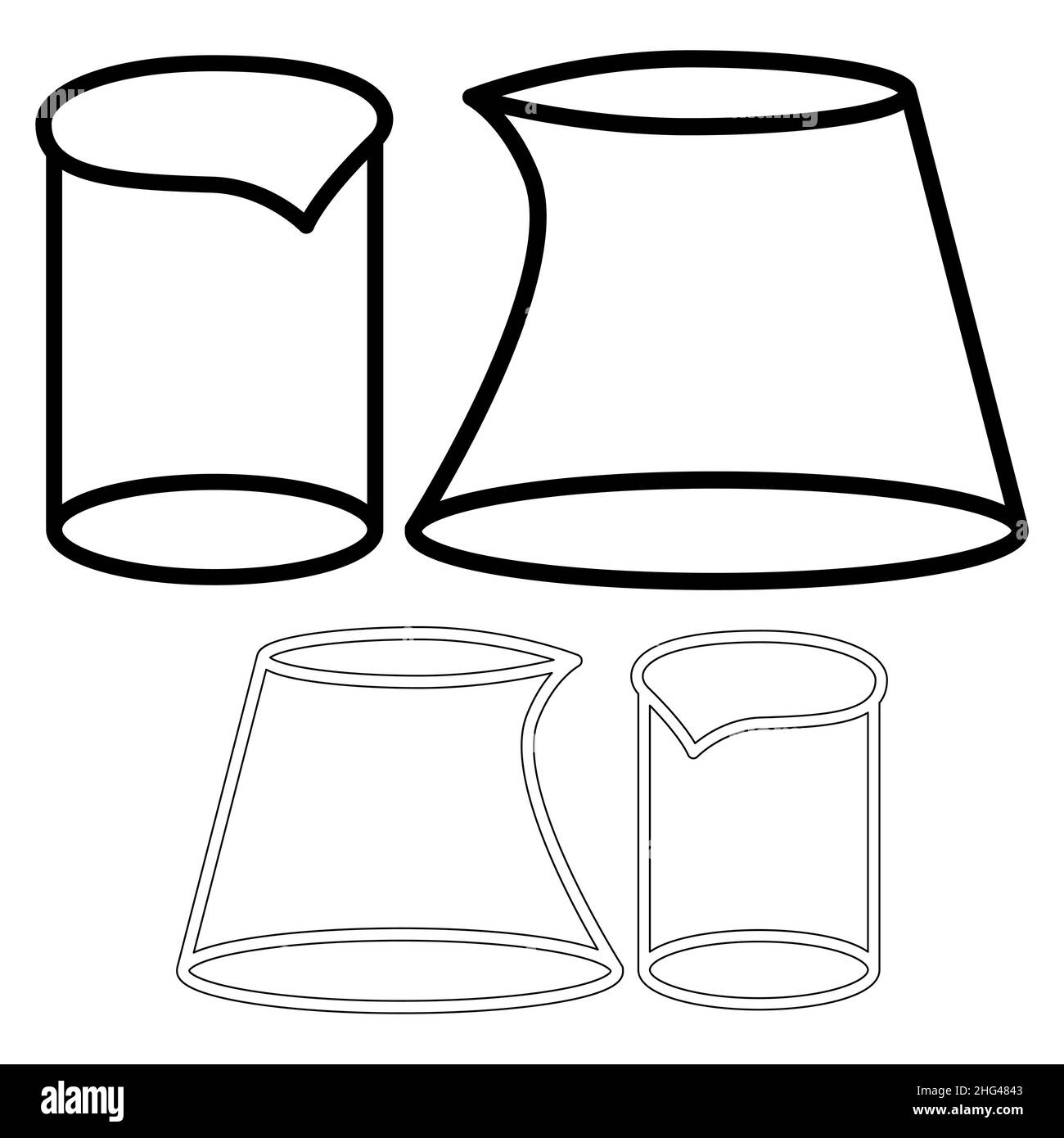 Chemical test tubes vector icons set minimalist flat illustrations ...