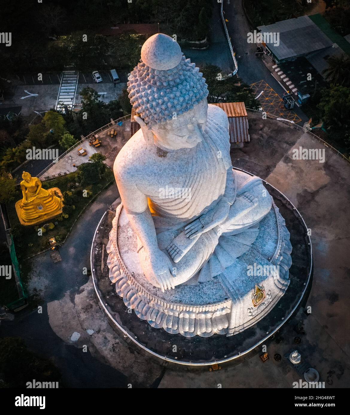 Aerial view of Big Buddha viewpoint at sunset in Phuket province ...
