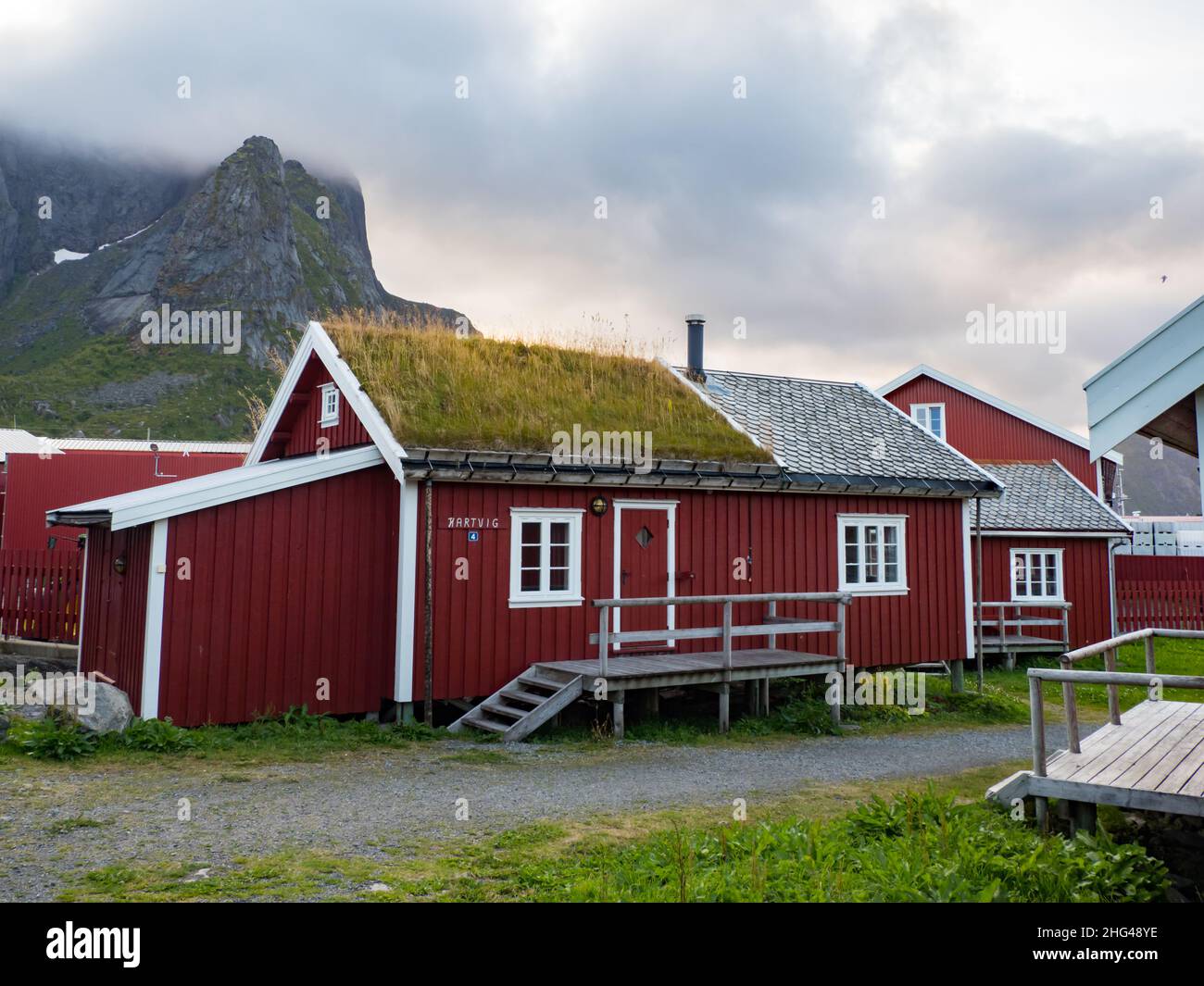 Reine, Norway - Aug 2019: View on traditional house called rorbu. Rorbu ...