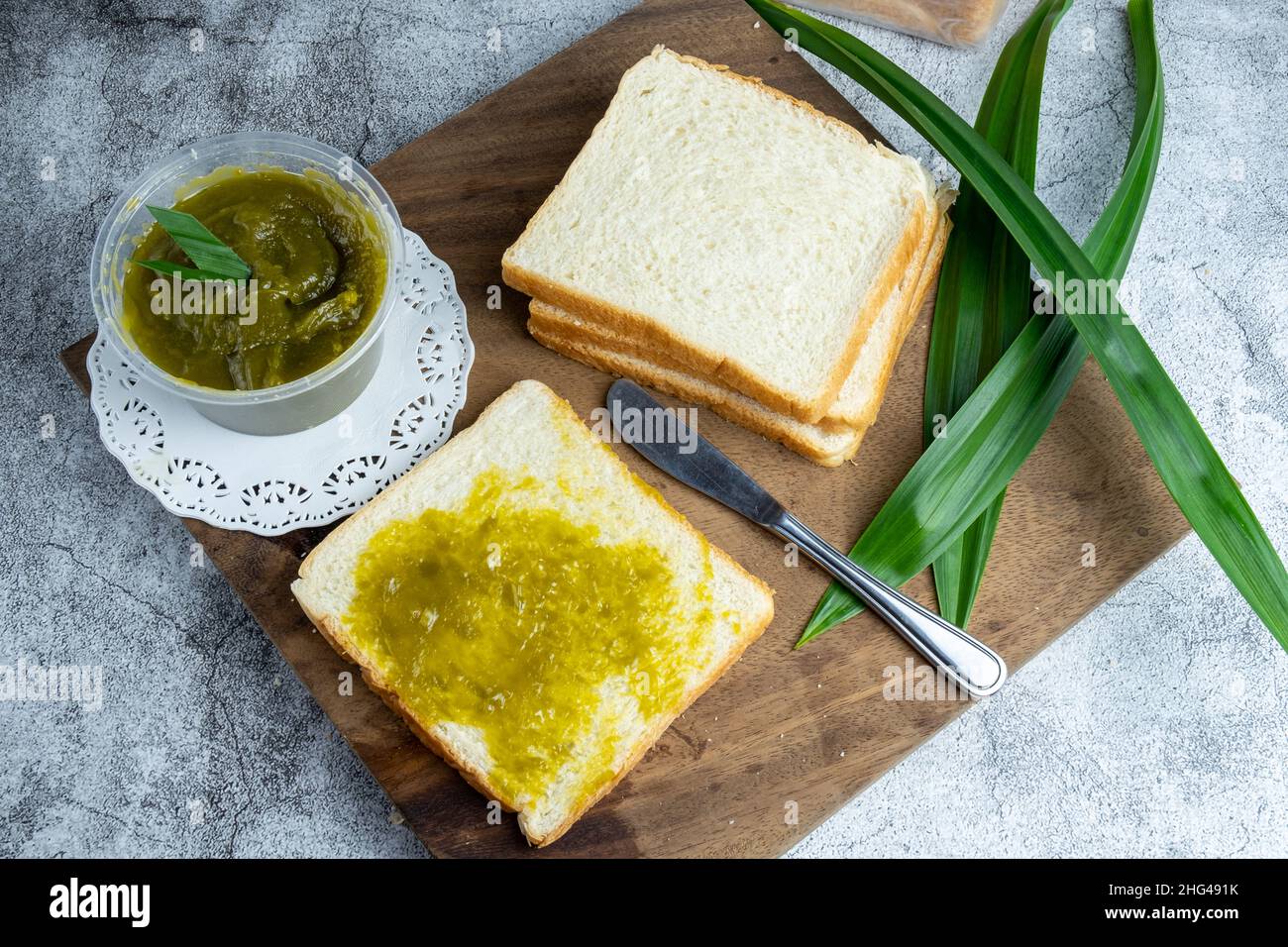 bread stuffed with srikaya jam, sweet and fragrant jam made from egg ...