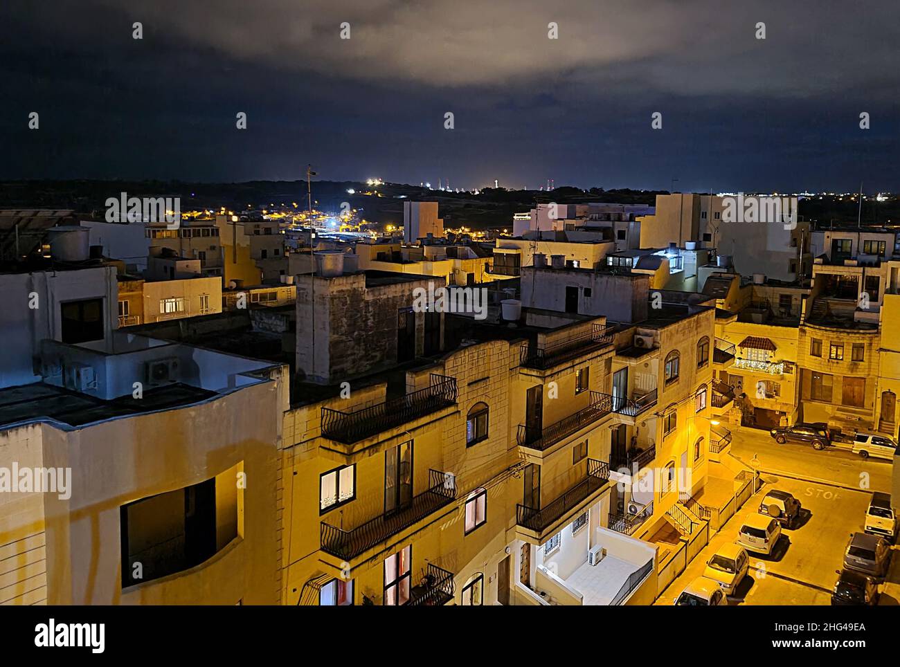 The night view of Marsaskala, Malta Stock Photo - Alamy