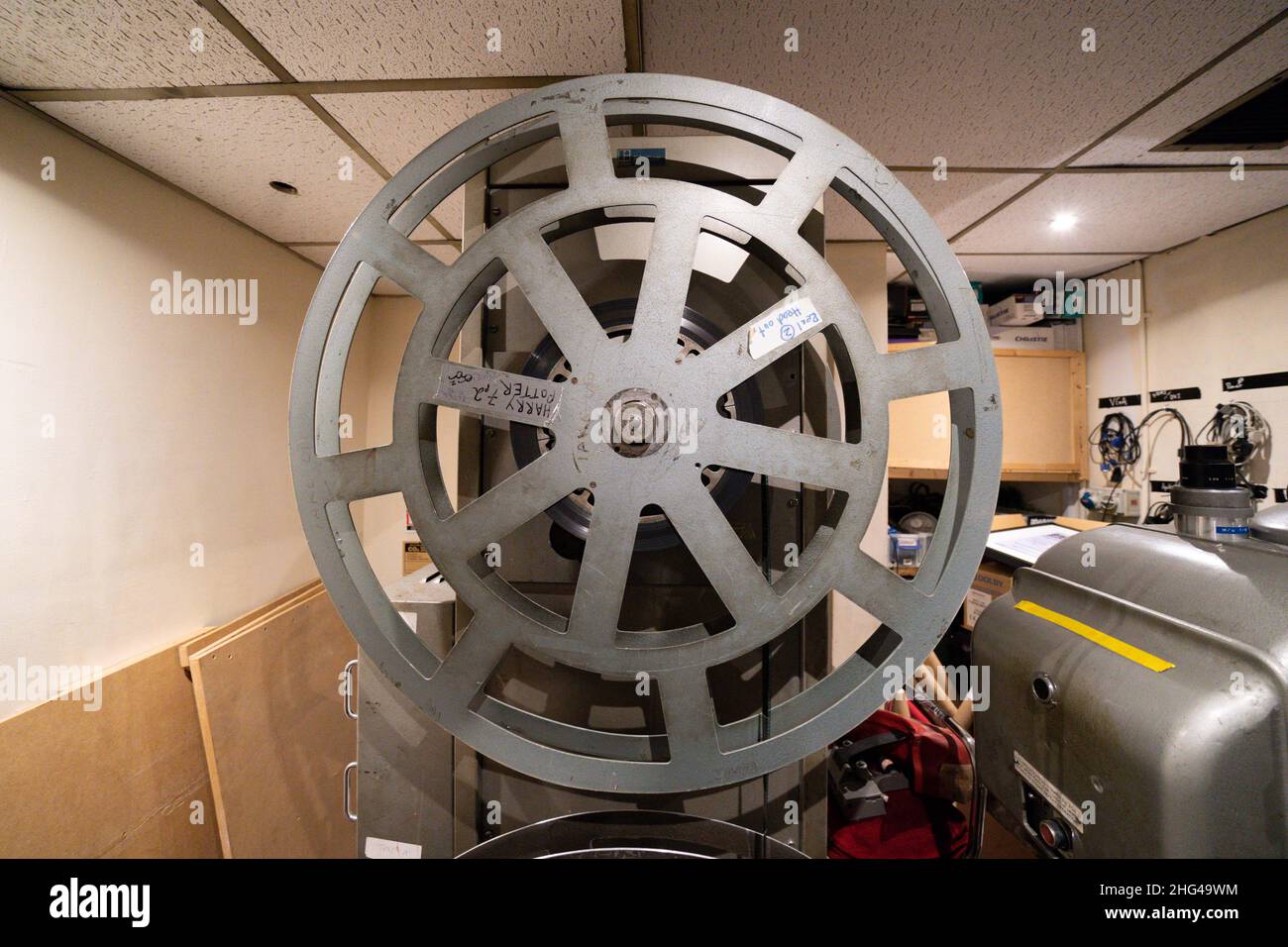 A general view inside the projection booth ahead of the reopening of ...