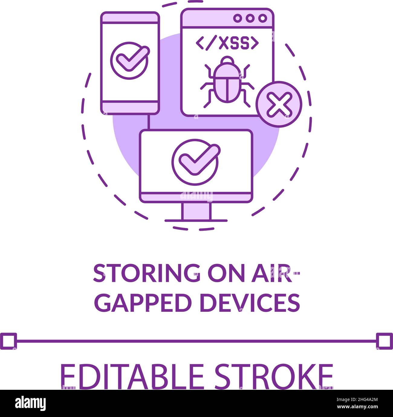 Storing on air-gapped devices purple concept icon Stock Vector Image ...