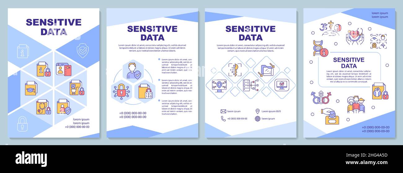 Sensitive data blue brochure template Stock Vector Image & Art - Alamy