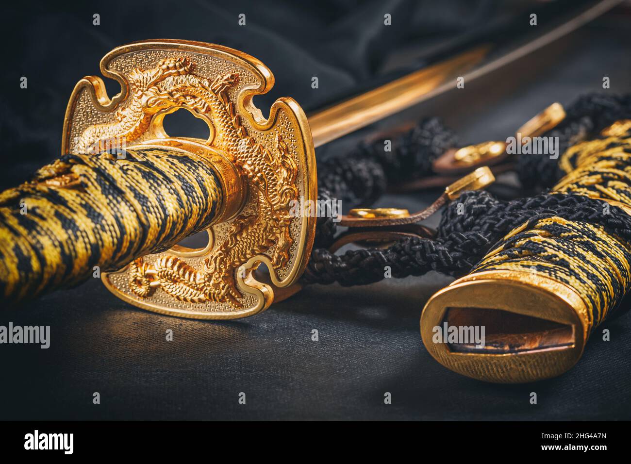 Japanese samurai katana sword and scabbard close up. Photo of a weapon ...