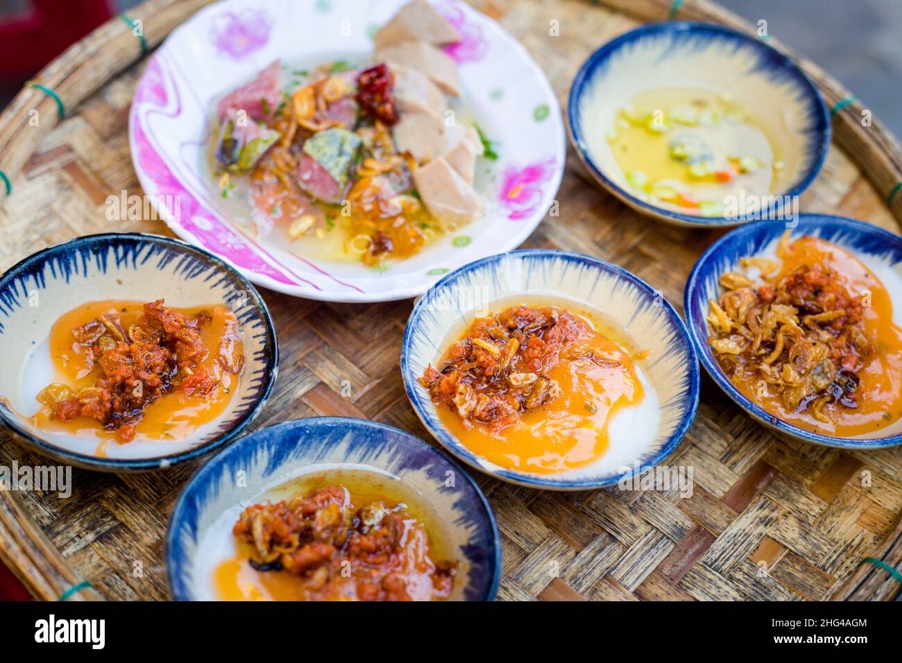 Delicious local food on the market Water fern cake Banh Beo ...