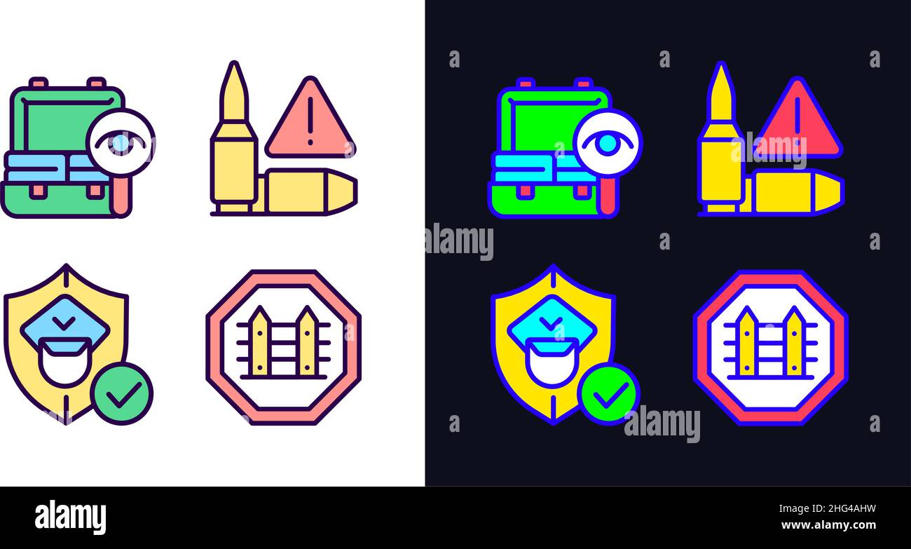 Checkpoint examination light and dark theme RGB color icons set Stock ...