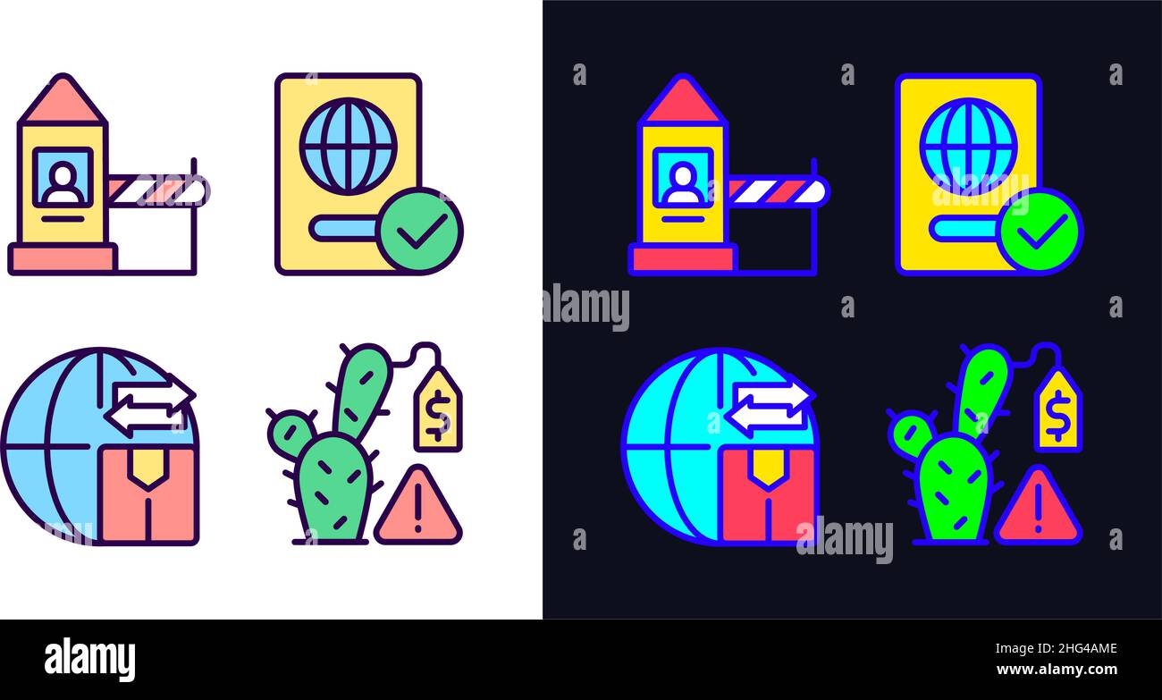 Borders control measures light and dark theme RGB color icons set Stock ...