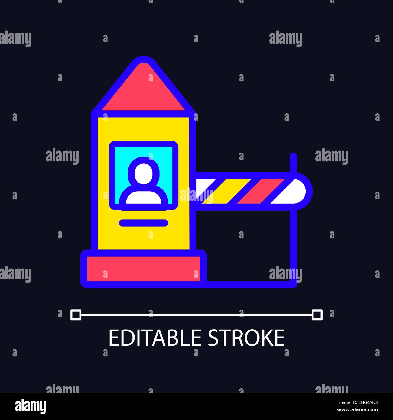 Land border checkpoint RGB color icon for dark theme Stock Vector Image ...