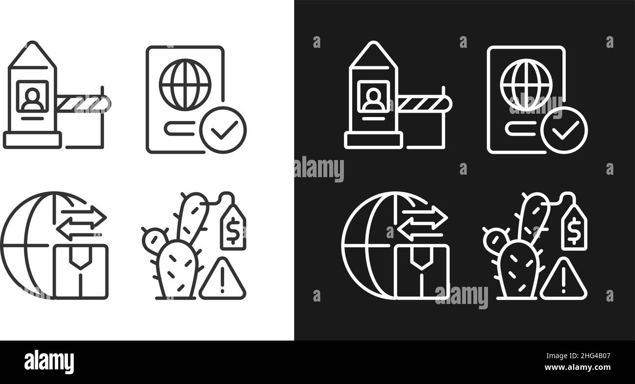 Borders control measures linear icons set for dark and light mode Stock ...