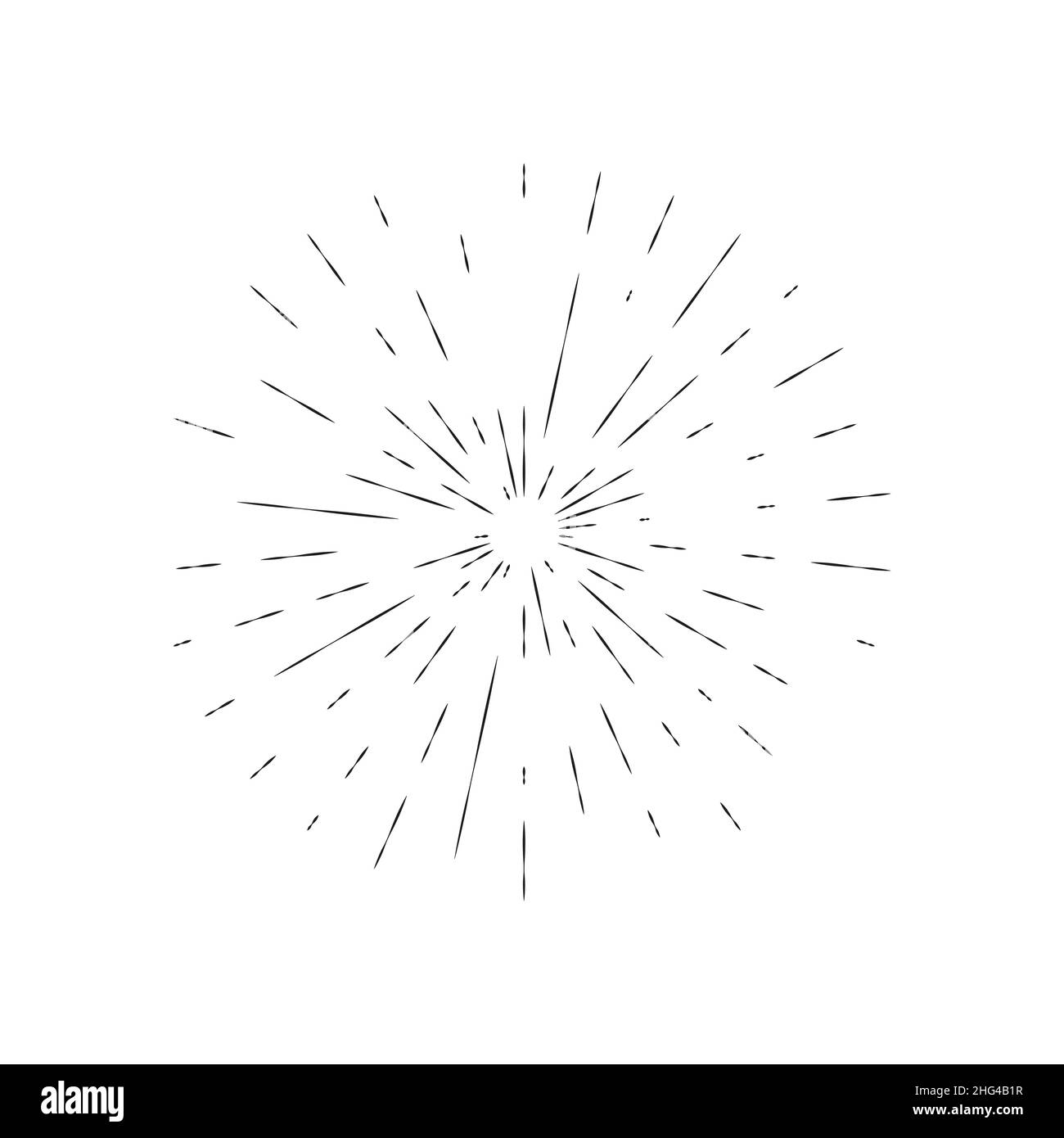 Line drawing sun rays in vintage style.Sun rays hand drawn, linear ...