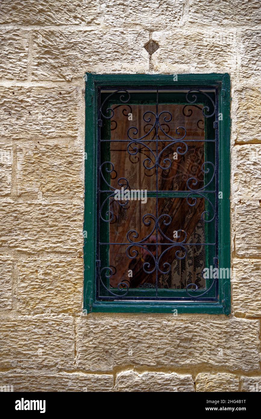 Traditional maltese vintage house, window details. Cityscape of ...