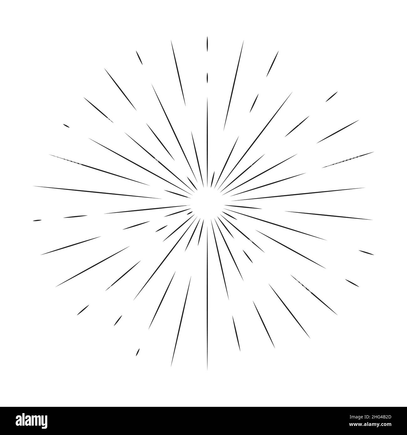 Line Drawing Sun Rays In Vintage Style Sun Rays Hand Drawn Linear