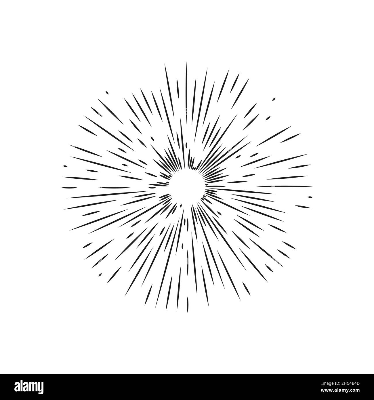 Line drawing sun rays in vintage style.Sun rays hand drawn, linear ...