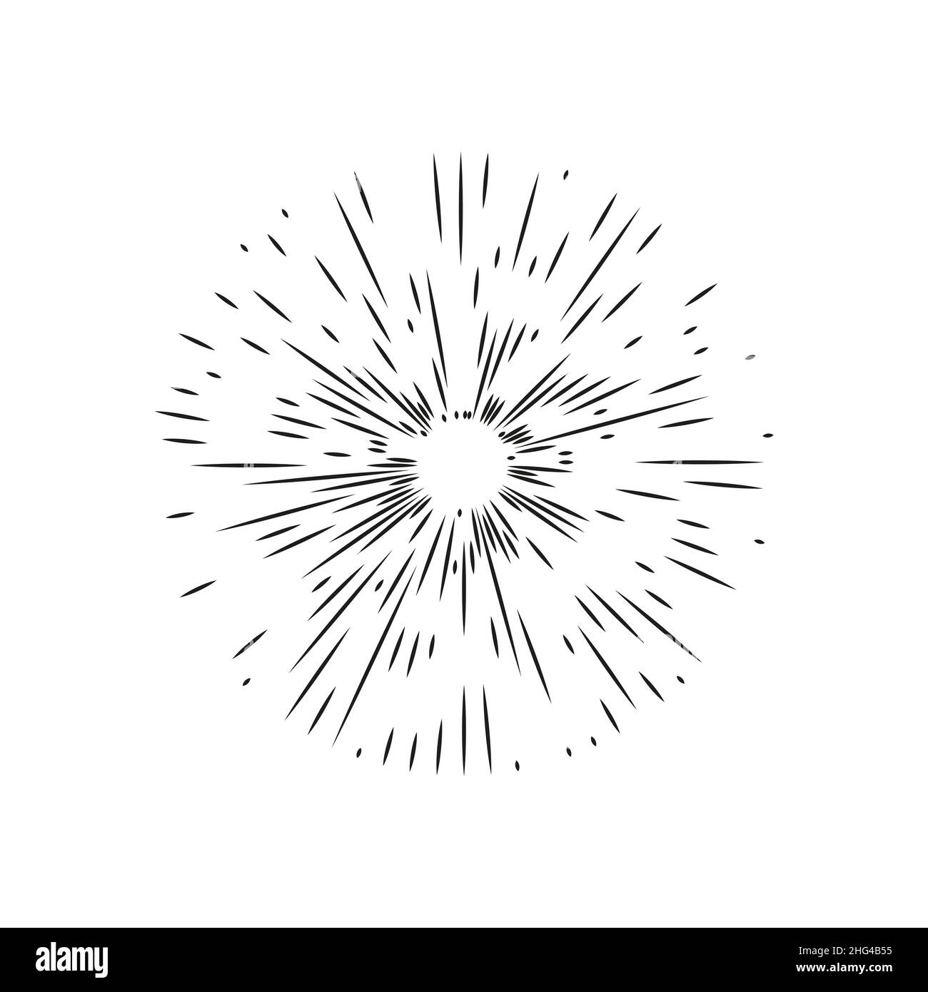 Line drawing sun rays in vintage style.Sun rays hand drawn, linear ...