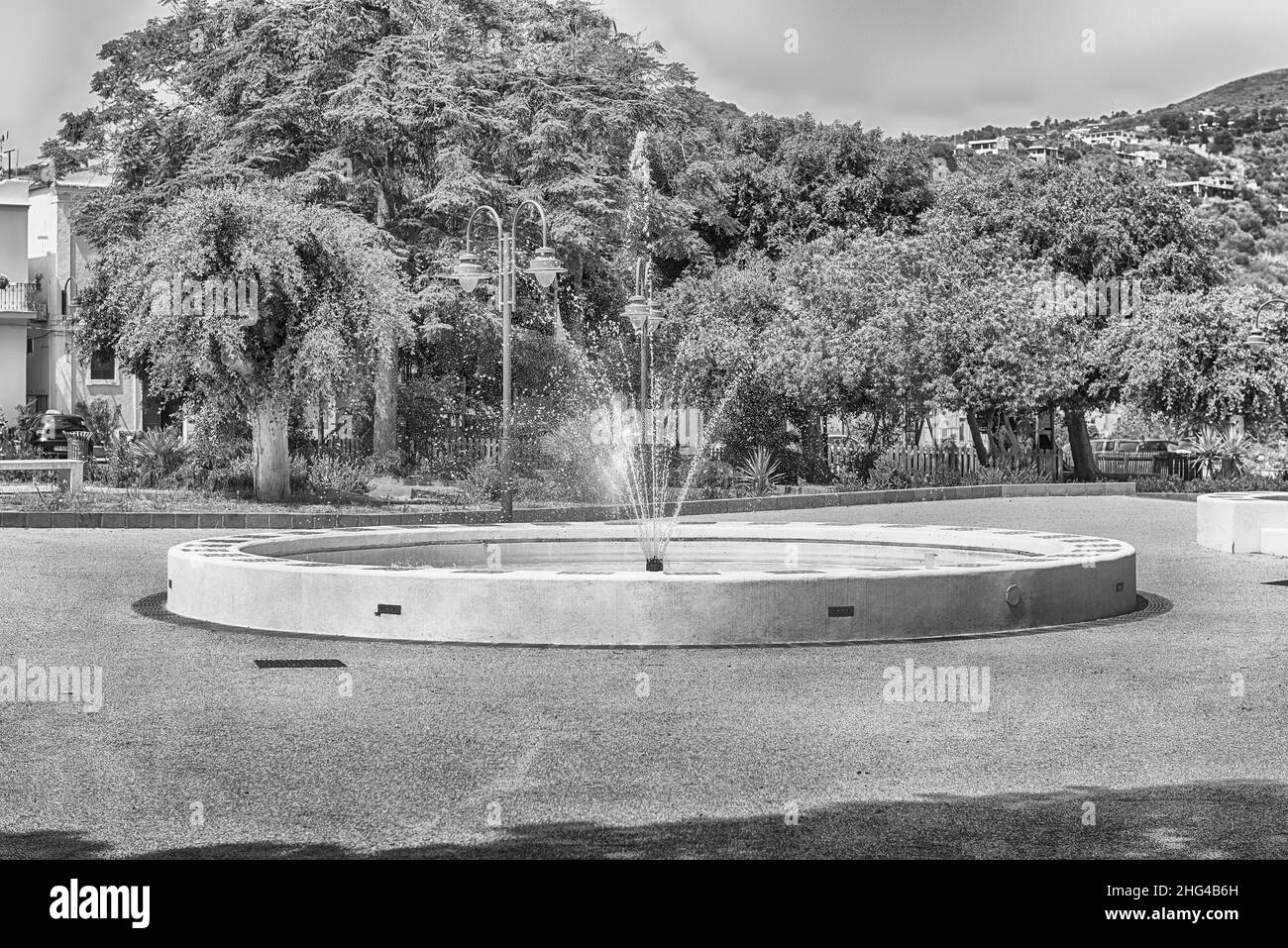 Fountain in Piazza Mazzini, central square of Lipari, the largest of ...
