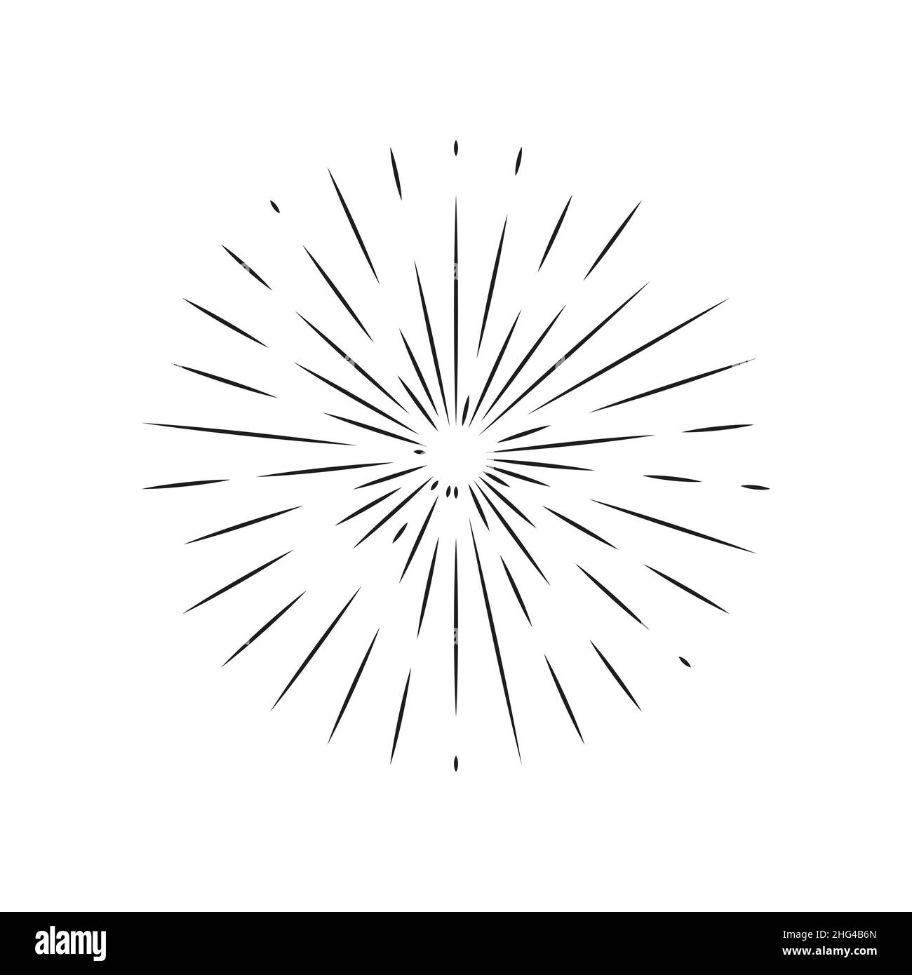 Line drawing sun rays in vintage style.Sun rays hand drawn, linear ...