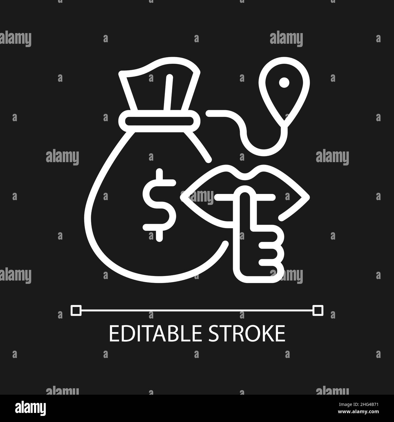 Bulk cash smuggling white linear icon for dark theme Stock Vector Image ...